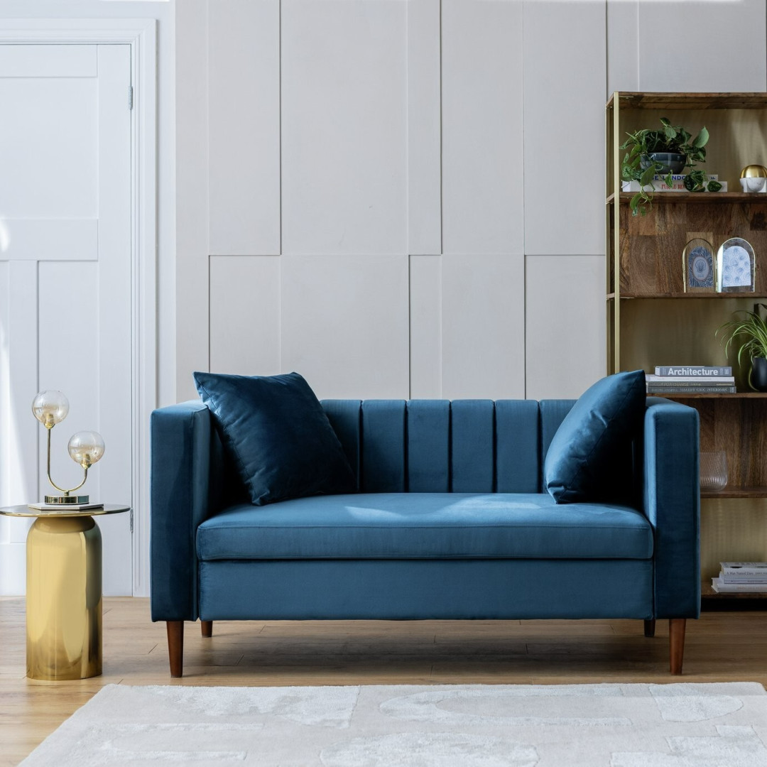 Everly Velvet 2 Seater Sofa Blue