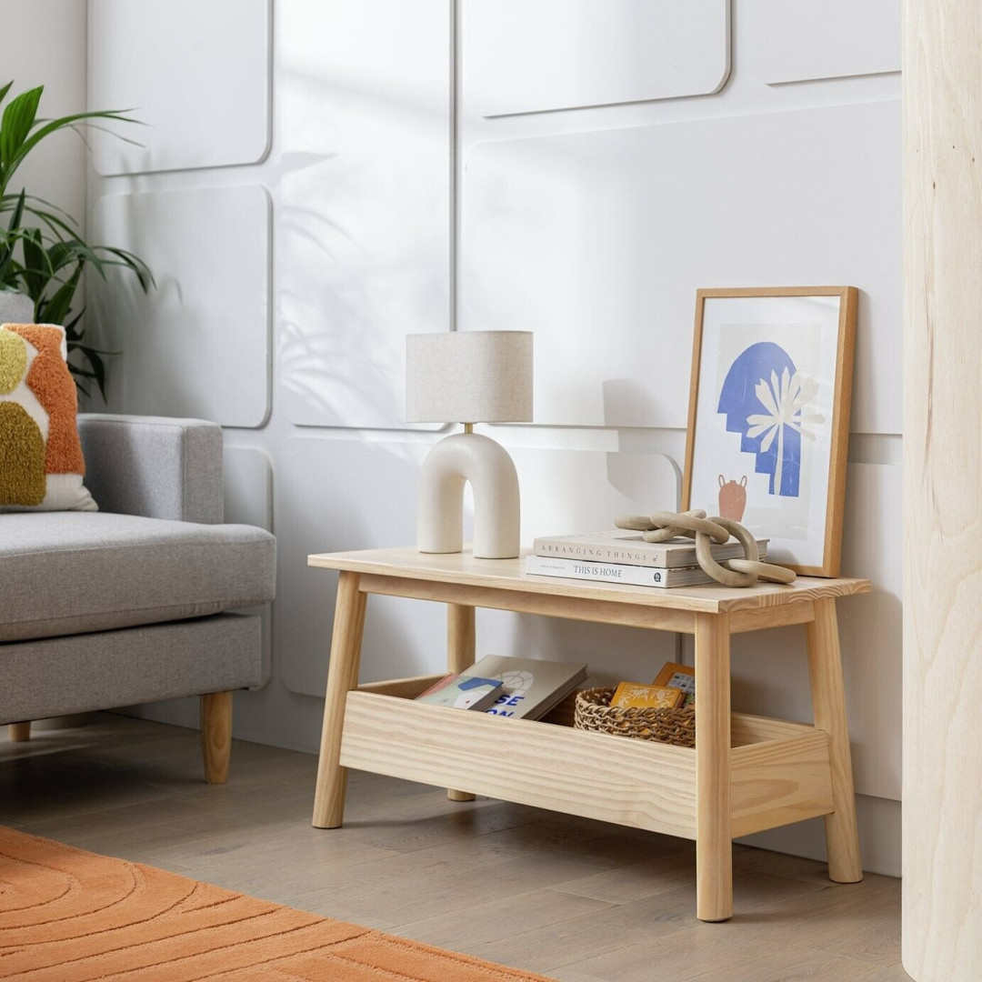 Akio Solid Wood Storage Bench Natural