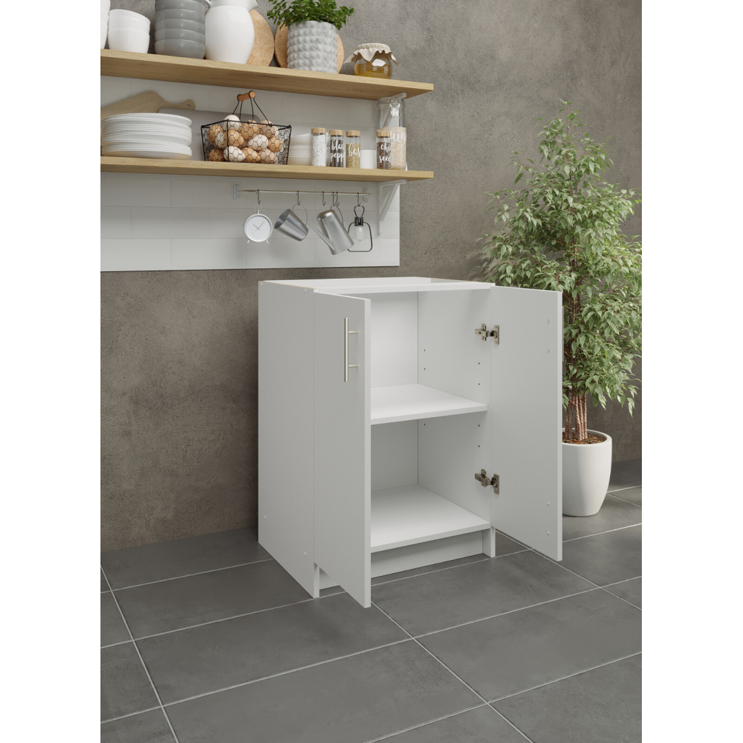 Kitchen Base Unit 600mm Storage Cabinet Doors 60cm White Matt No Worktop